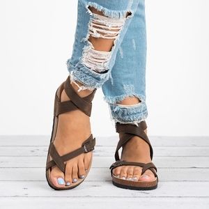 Outwoods | Shoes | Brown Criss Cross Cork Footbed Sandals | Poshmark
